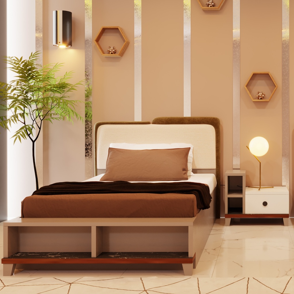 سرير مفرد SECRET – تصميم مودرن لشباب مع لوح مُبطن | Shahwan Furniture