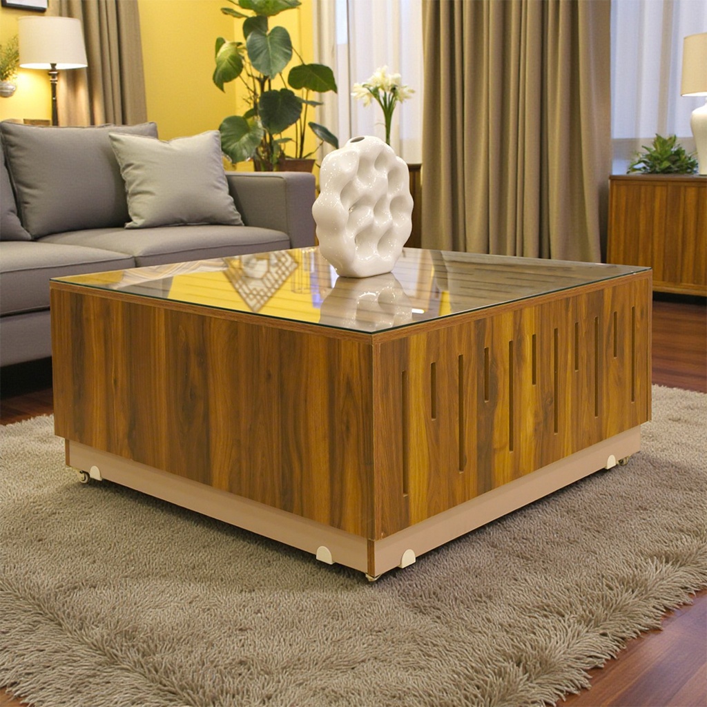 طاولة وسط NORMAL المربعة – سطح زجاجي وتصميم مودرن | Shahwan Furniture
